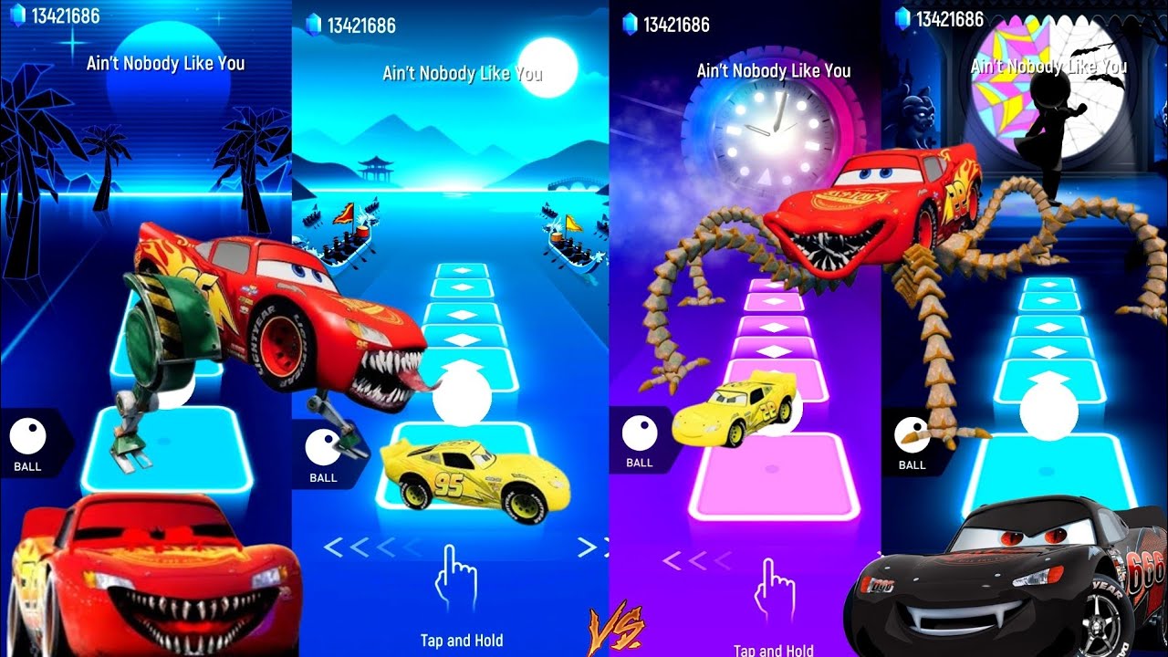 MONSTER CAR VS MONSTER MCQUEEN VS BLACK MONSTER MCQUEEN WITH COFFIN ...
