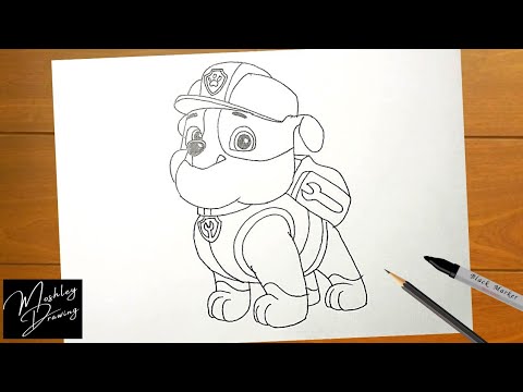 How to Draw RUBBLE from Paw Patrol Easy Step by Step - YouTube