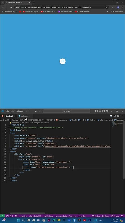 Responsive Search Bar Hover Effects Html Webinspiration Css Hovereffect Webdesign Youtube