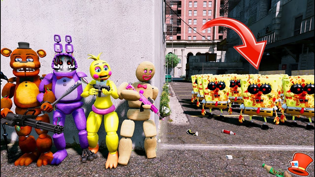 ANIMATRONICS vs 9999 SPONGEBOB EXE CLONES! (GTA 5 Mods FNAF RedHatter ...