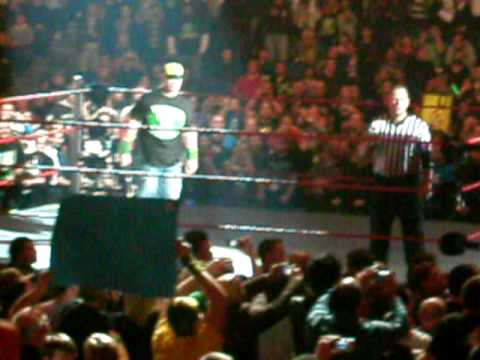 Chris Jericho gets pelted with glow sticks and John Cena entrance - YouTube