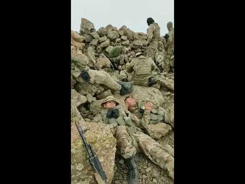 Tired unit of Azerbaijan forces sleeping on rocks | Special Forces AZE