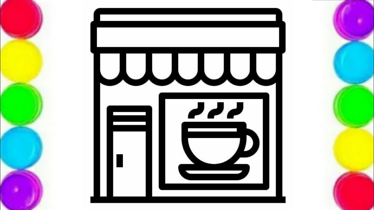 tea shop Drwaing, painting and coloring for kids| how to draw tea shop ...