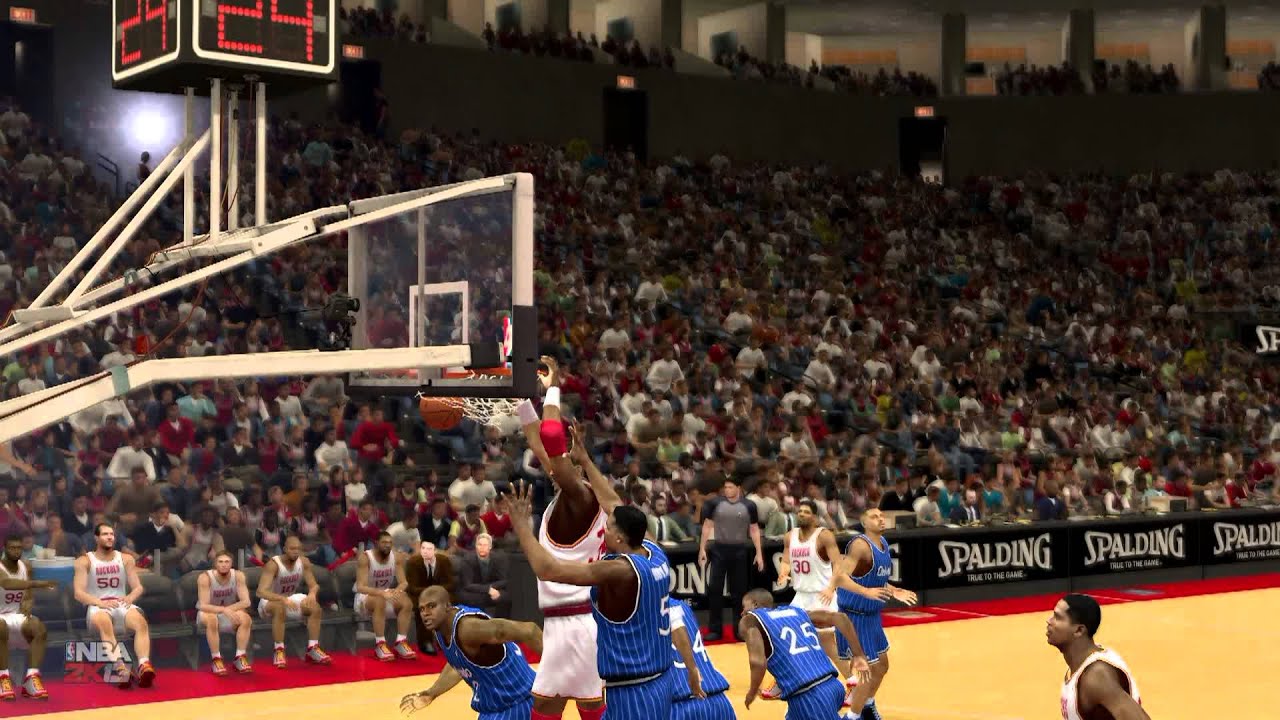 Slam dunk from Hakeem Olajuwon - YouTube