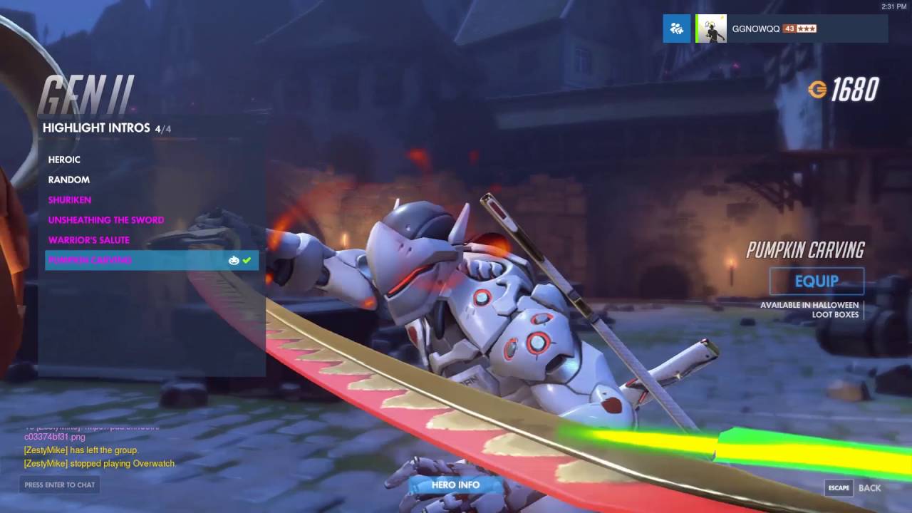 Overwatch - Golden Nihon Genji - Pumpkin Carving Highlight - YouTube