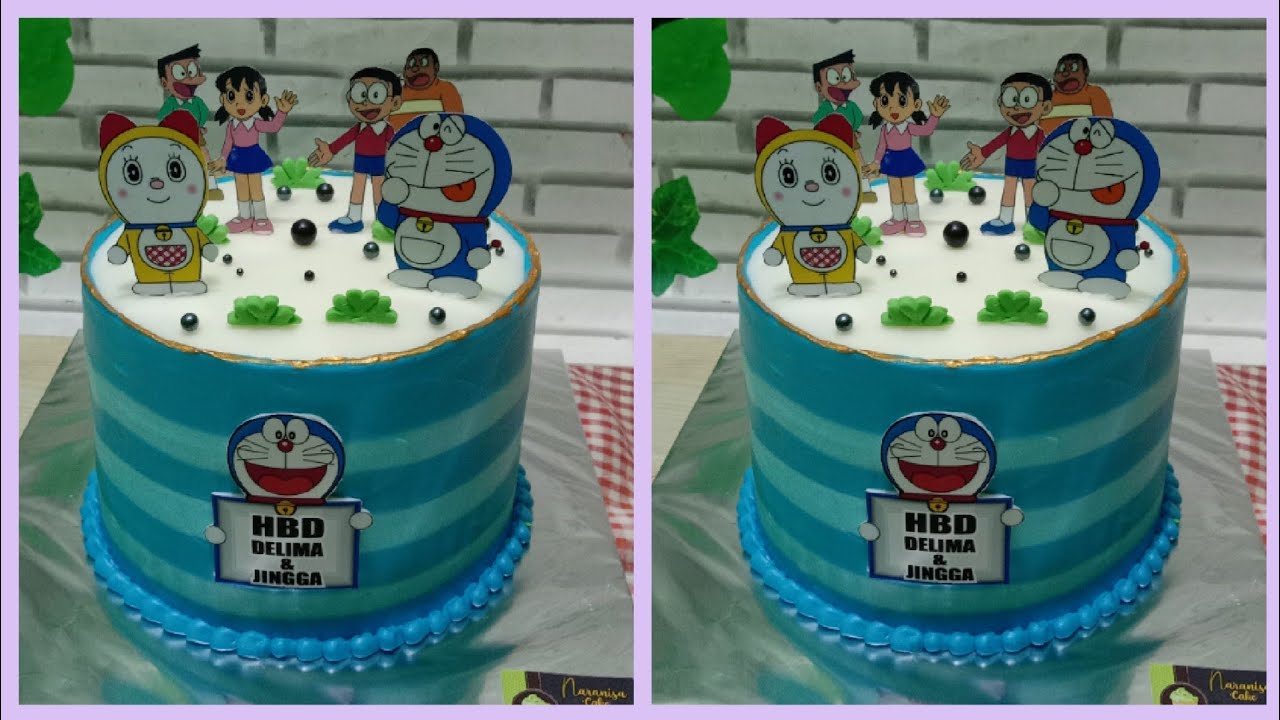 Tart Doraemon pakai topper kertas print - YouTube