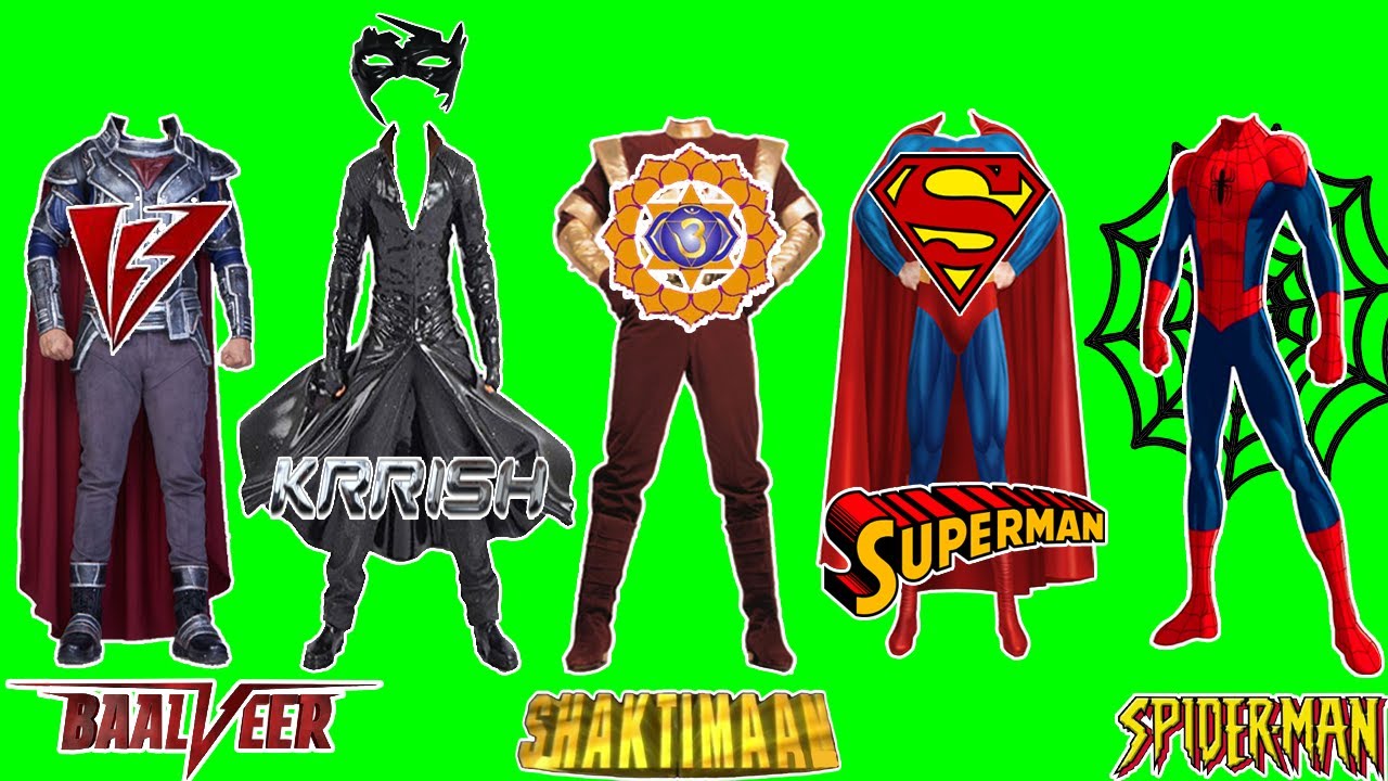 Costume of 5 popular superheroes of TV || Green screen - YouTube