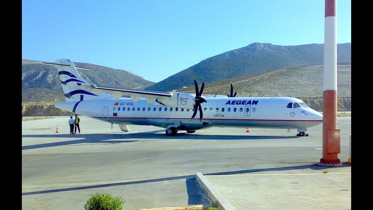🔴 KALYMNOS AIRPORT AEGEAN AIRLINES Take off ,ATR 72, Greece - YouTube