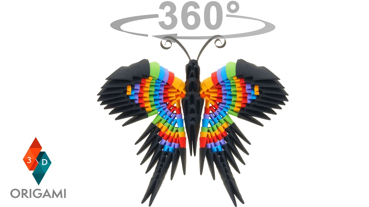 ORIGAMI 3D - 360° - MOTYL (BUTTERFLY) - YouTube