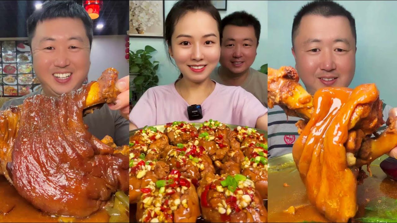 Spicy Braised Pork Leg Mukbang ASMR: pork belly,pork brains,beef ribs & noodles | Chicken Head ...