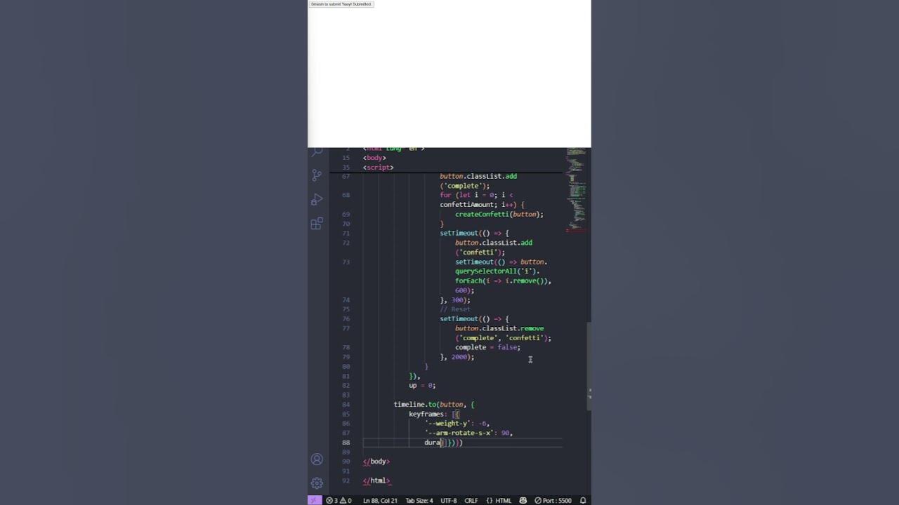 Smash to Submit Button Animation using HTML, CSS & JavaScript | UI Design with Confetti Effect ...
