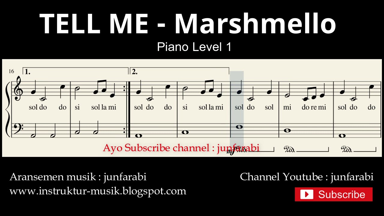 sheet music tell me - tutorial piano marshmello - music score easy ...