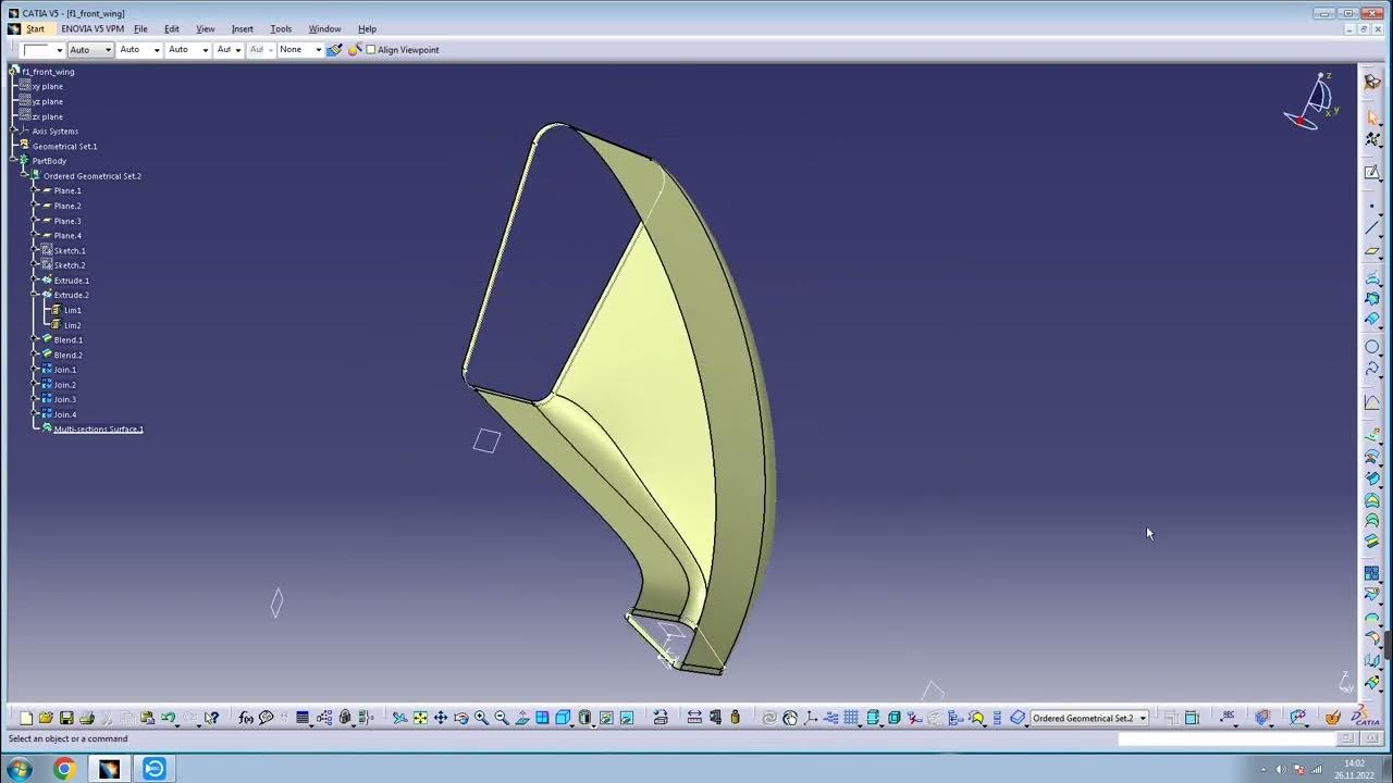 F1 Front Wing catia V5 desing - YouTube