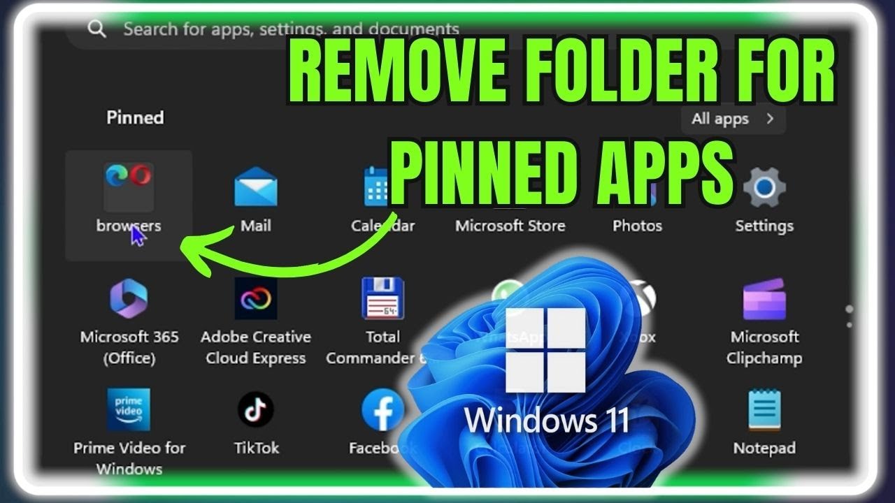 How to Delete Folders for Pinned Apps in Windows 11 - YouTube