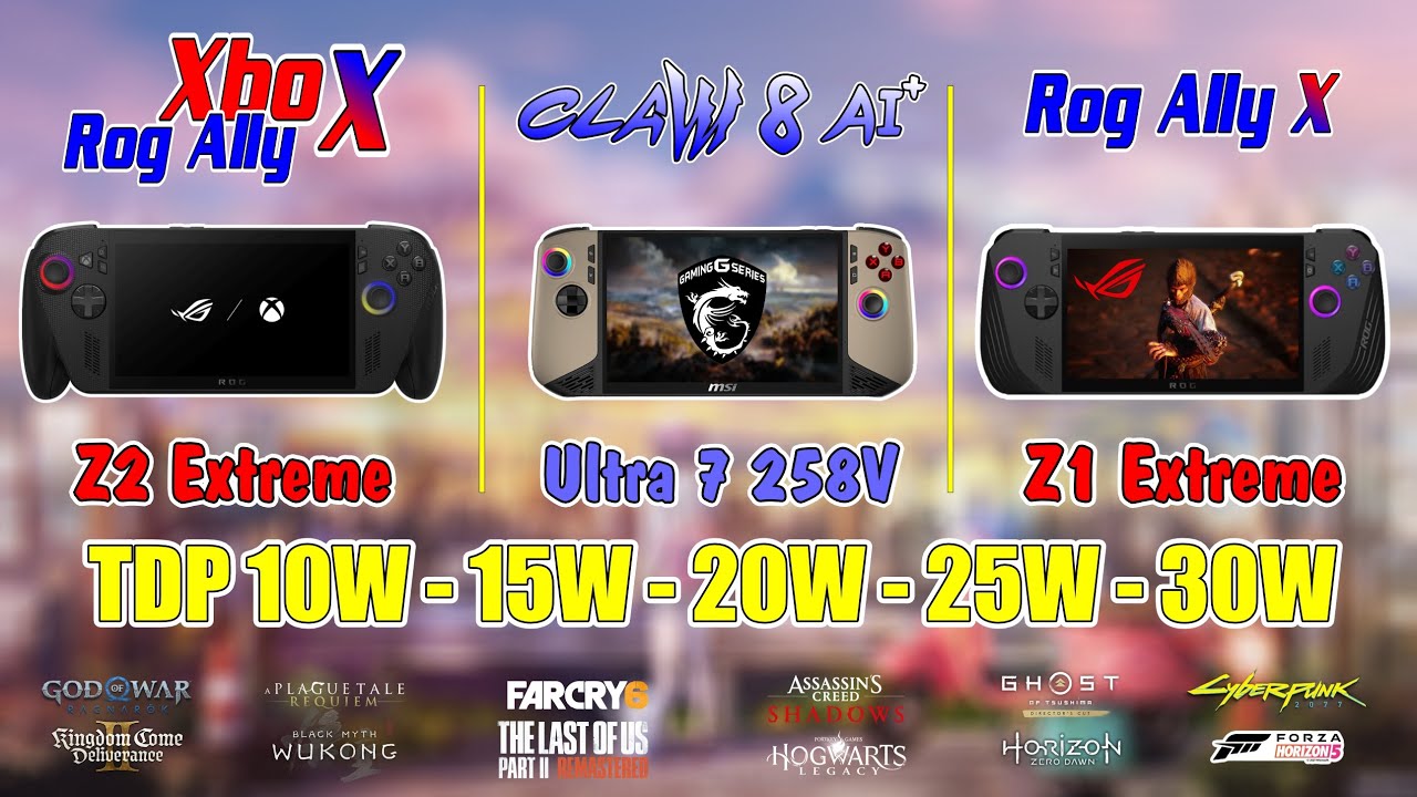 Rog Xbox Ally X & Msi Claw 8 Ai & Rog Ally X | Z2 Extreme vs Ultra 7 258V vs Z1 Extreme - YouTube