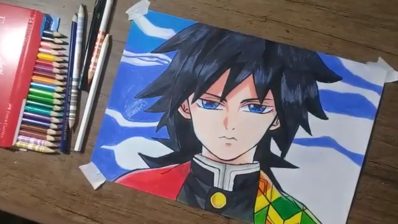 Speed drawing tomioka gyuu (demon slayer) - YouTube