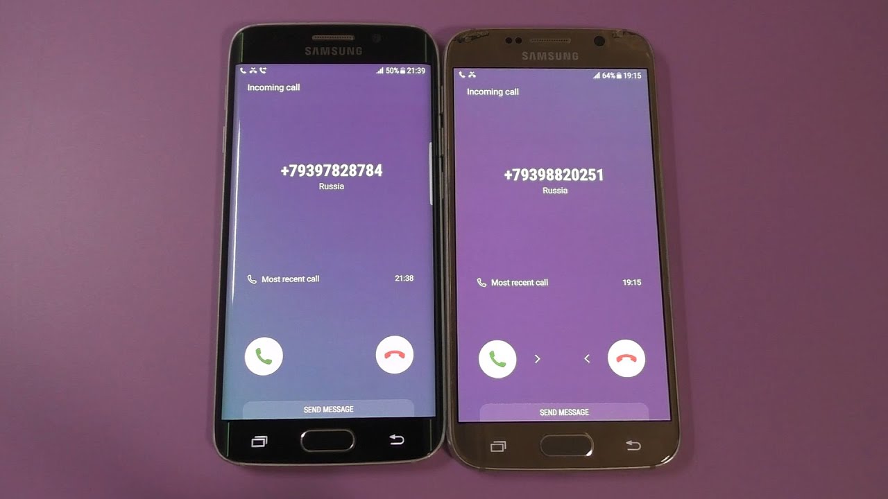 Samsung Galaxy S6 vs Galaxy S6 edge Incoming Call - YouTube