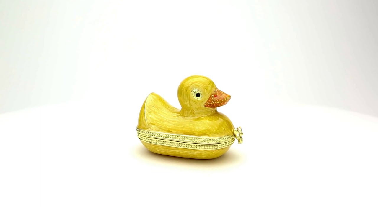 Yellow Duck Trinket Box Decorated with Crystals Unique Gift by Keren ...