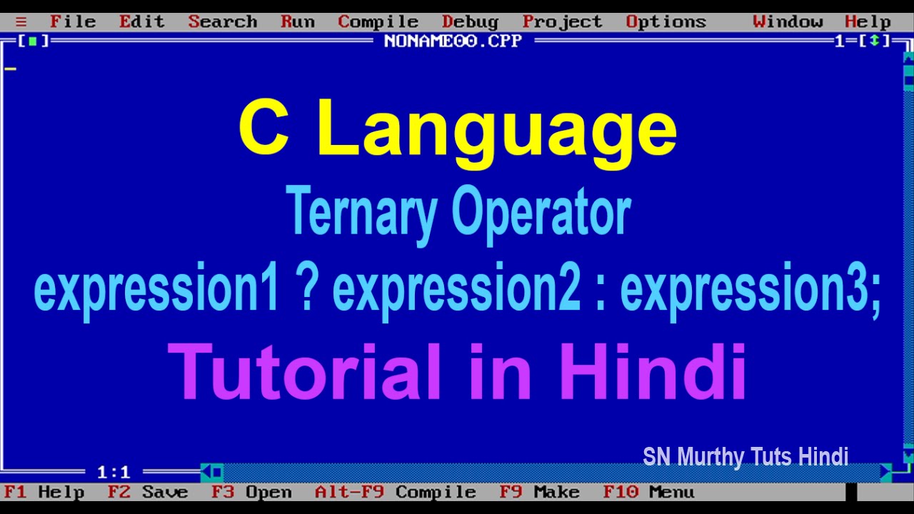 10 C Tutorial In Hindi Ternary Operator With Example Youtube