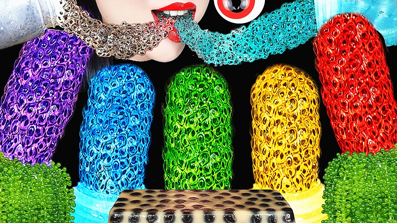 ASMR RAINBOW FROG EGGS HONEY JELLY, MOCHI, CREPE CAKE, BOBA JELLY, BIRD ...