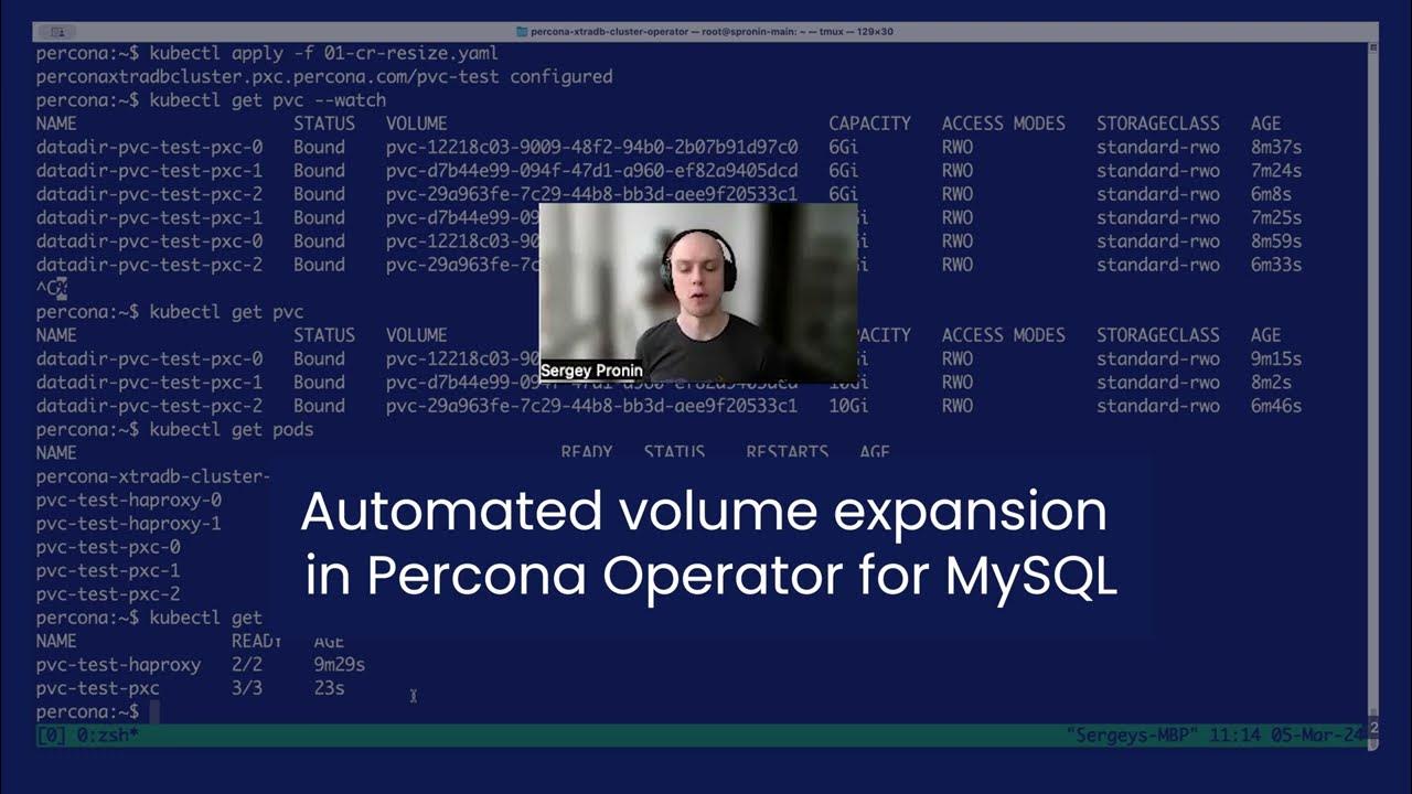 Automated volume expansion in Percona Operator for MySQL - YouTube