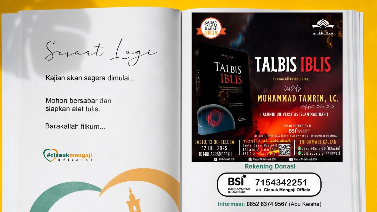 Kitab Talbis Ibis - 🎙 Ustadz Muhammad Tamrin حفظه الله تعالى - YouTube