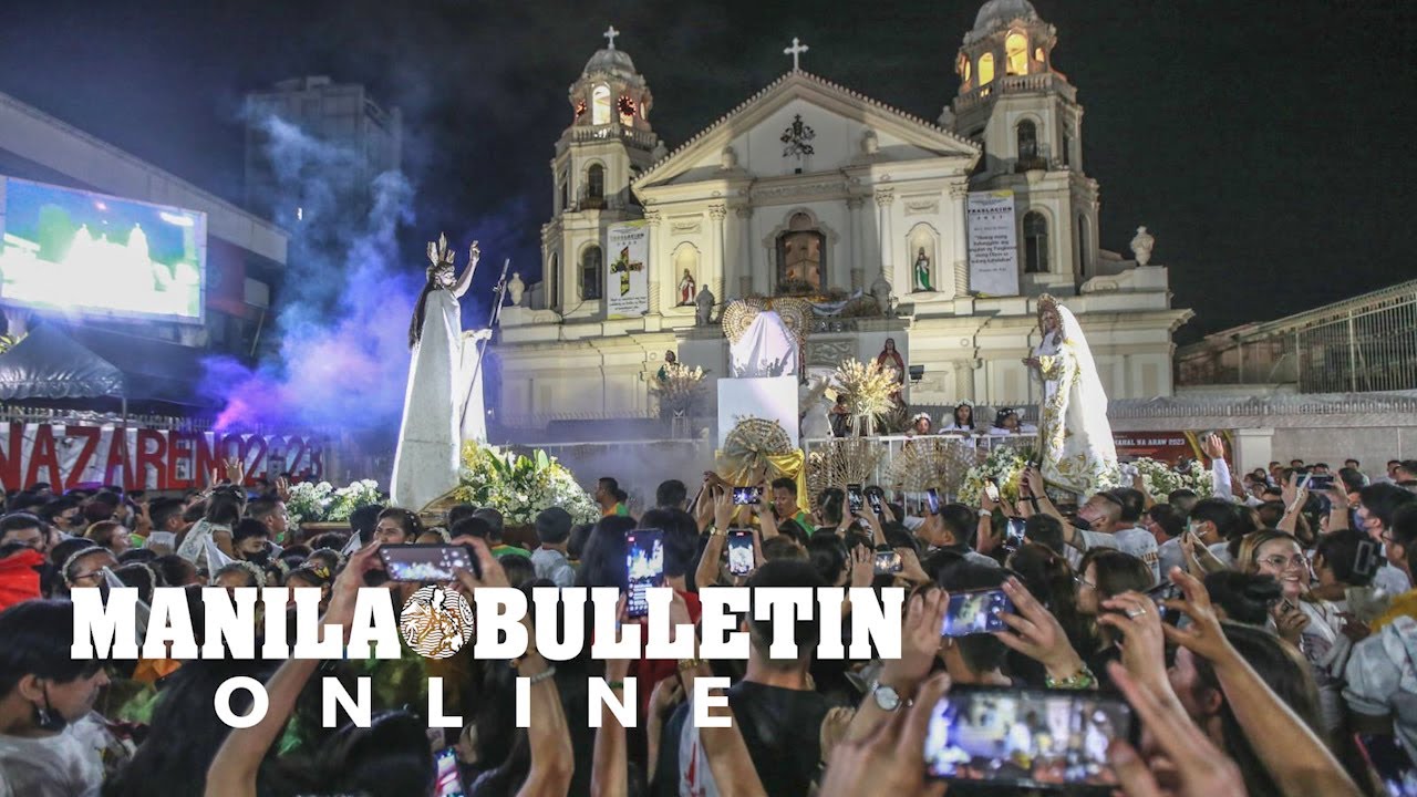 Catholic devotees attend the annual 'Salubong' ceremony at the Quiapo ...
