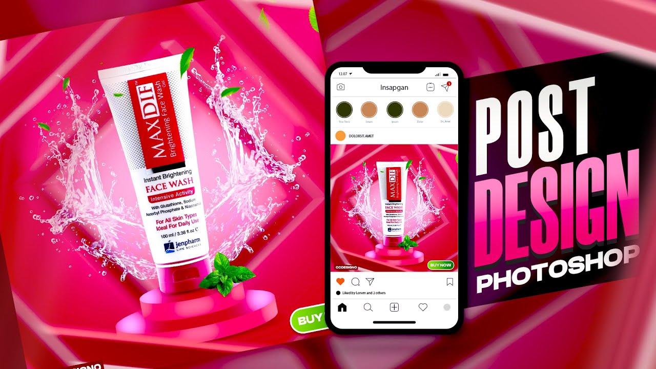 Photoshop Poster Design Tutorial | Jenpharam facewash Ads Design ...