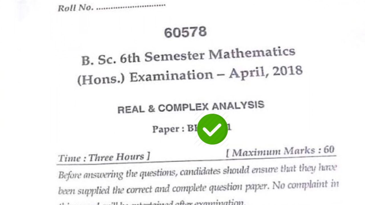 Mdu BSC Math Hons Sem 6th RCA Question Paper 2018 - YouTube