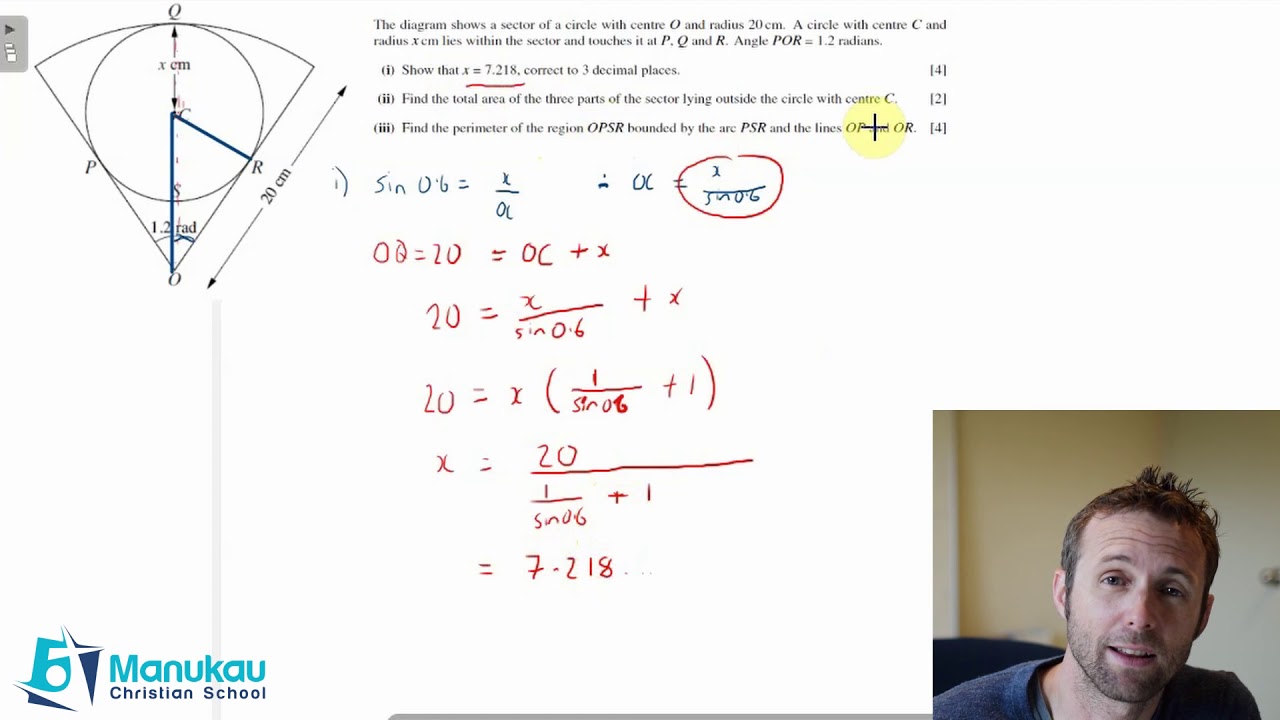 Pure Maths 1 - Holiday Practice Question 4 - Using Circular Measure ...