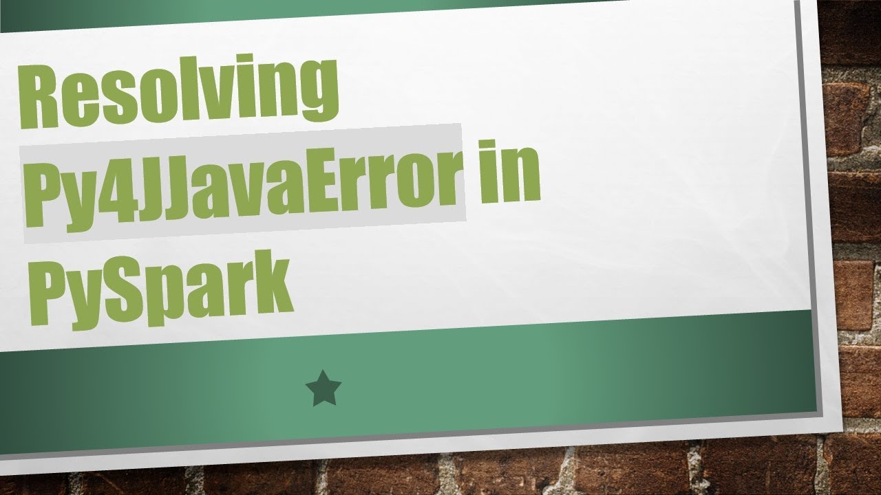 Resolving Py4JJavaError in PySpark - YouTube