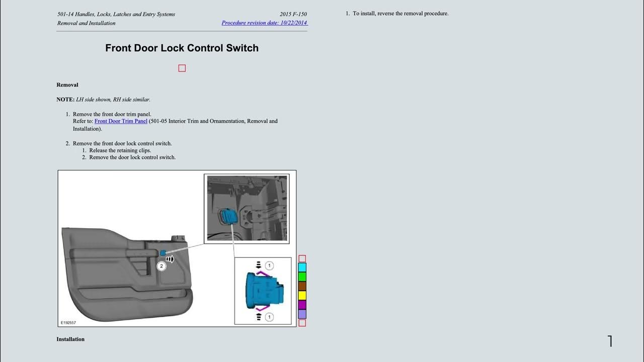 Ford F-150 13th Gen - Front Door Lock Control Switch - YouTube