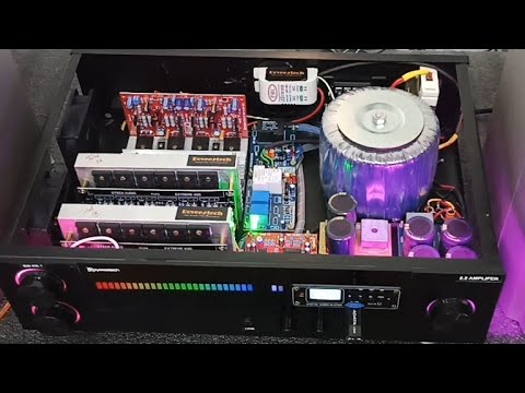 2.2 power amplifier with big led vu meter - YouTube