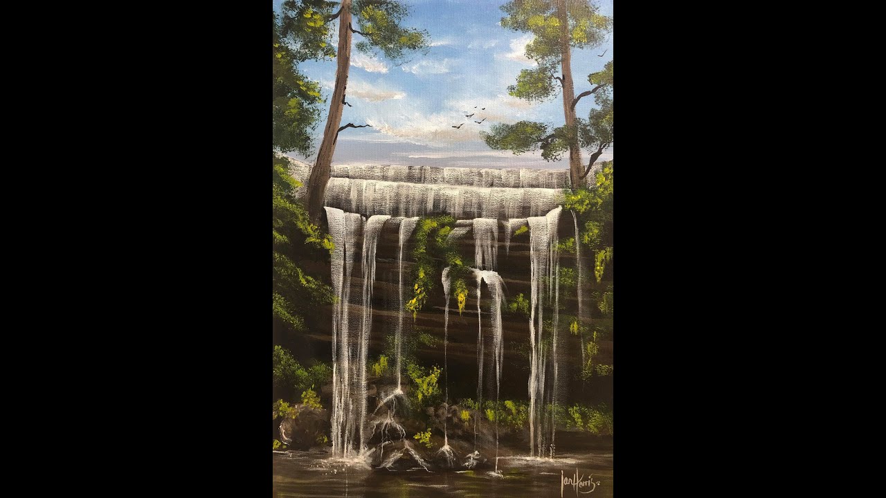 #325 How to paint the outback waterfall scene - YouTube