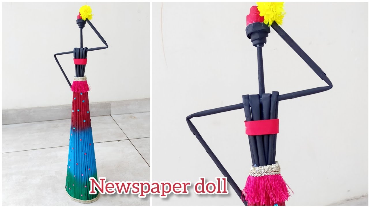 Newspaper doll /newspaper crafts/ diy/ paper crafts - YouTube