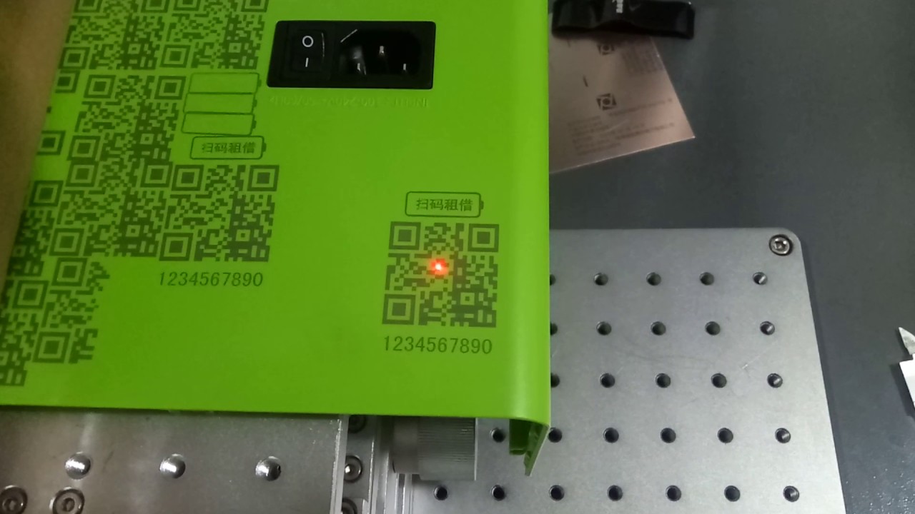 Fiber laser marking machine for green plastic power Bank marking with ...