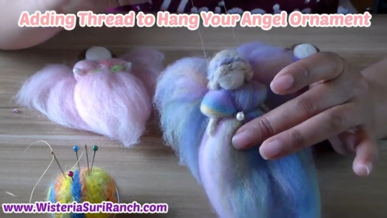 Adding Thread to Needle Felted Angel Ornament - YouTube
