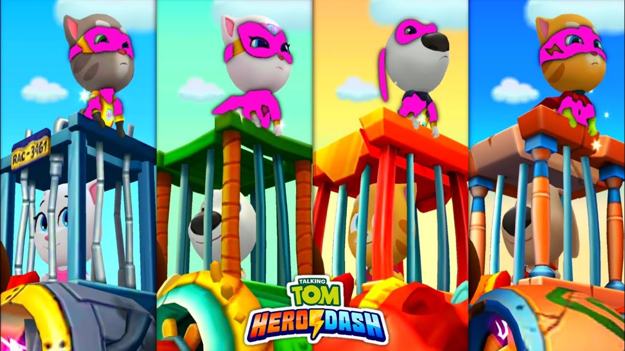 Talking Tom Hero Tom : Pink Colour Suit All Heroes - Fight The All Boss ...