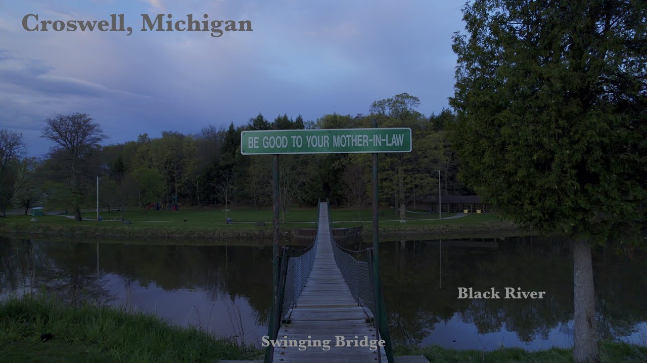 Croswell, Michigan Swinging Bridge and Black River - YouTube
