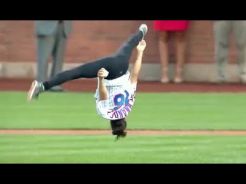 MLB Acrobatic First Pitches - YouTube