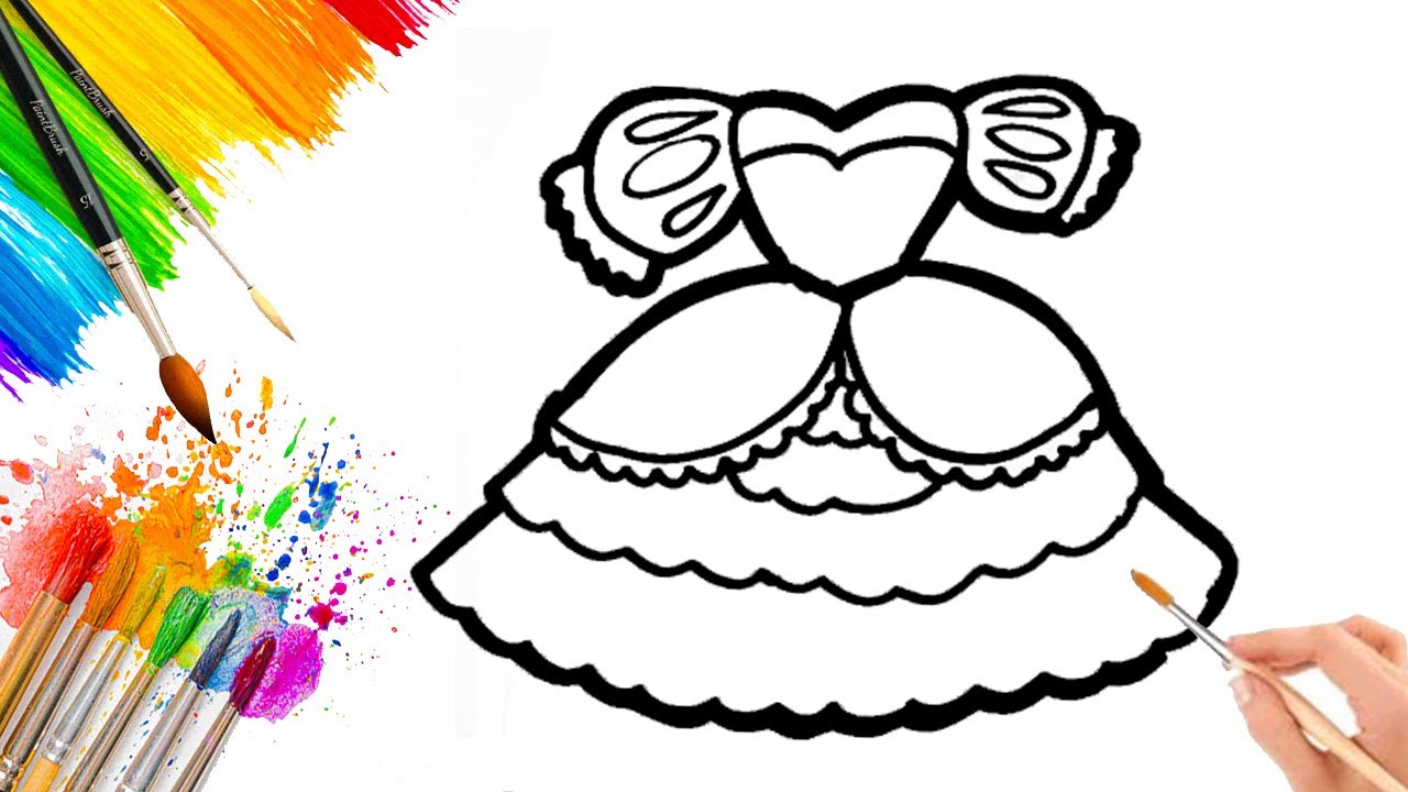Drawing a Beautiful Princess Dress | Painting Art | Coloring for Kids ...