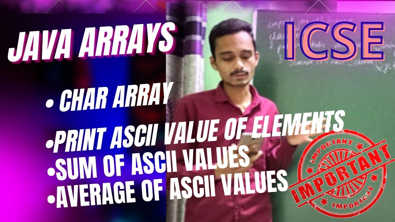 character array | print sum of ascii values | average of ascii values ...