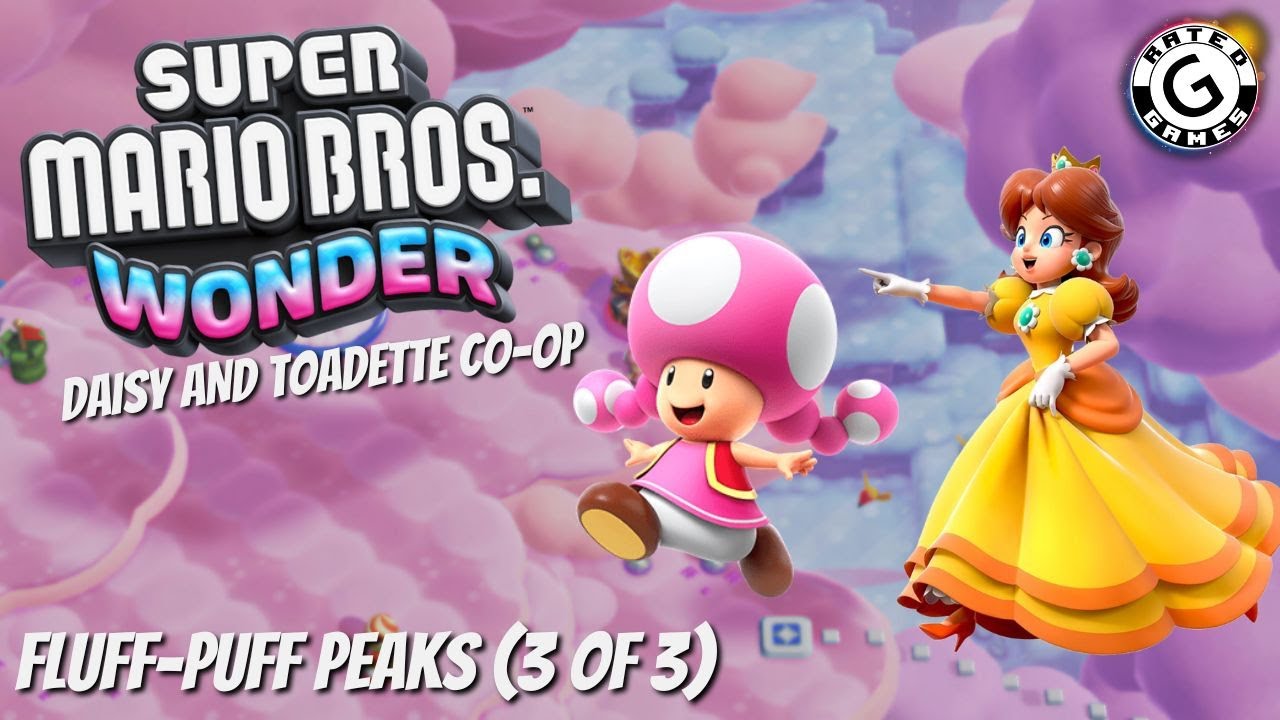 Super Mario Bros Wonder 2 Player Co-op | Daisy and Toadette in Fluff ...