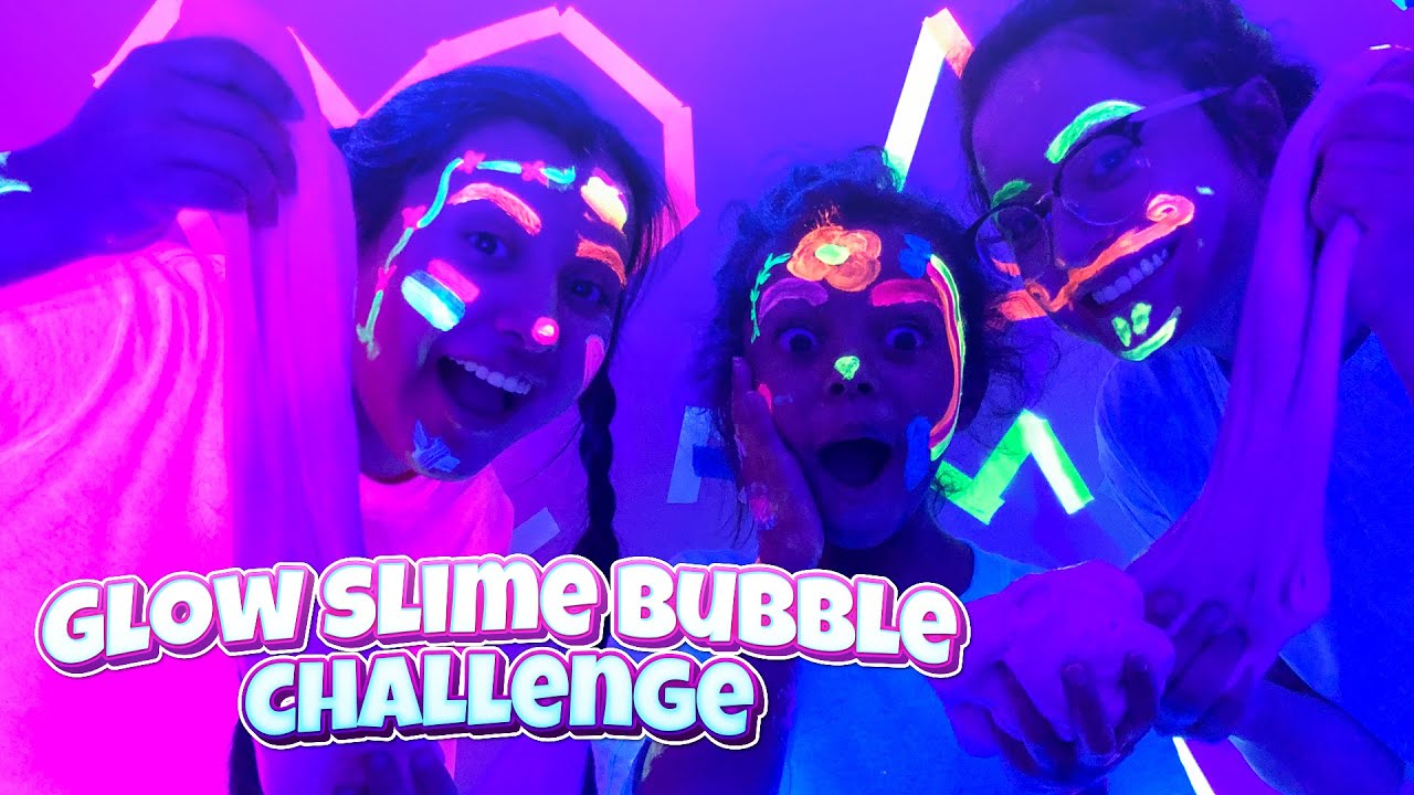 Glow in the Dark Party with Glow in the Dark Slime Bubble Challenge ...