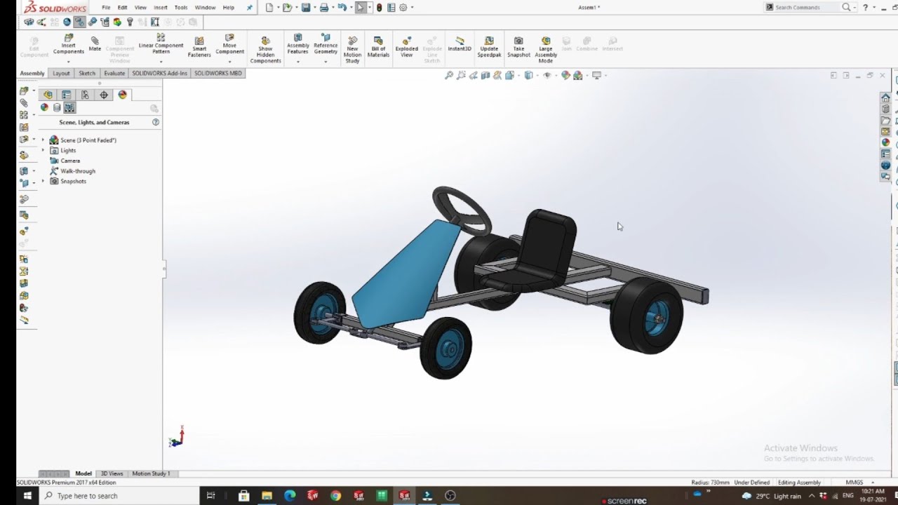 How to Design Electric Go-kart on Solidworks - YouTube