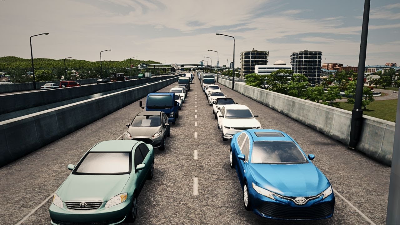 Heavy Traffic Flow on a Toll Road Timelapse | Cities: Skylines - YouTube