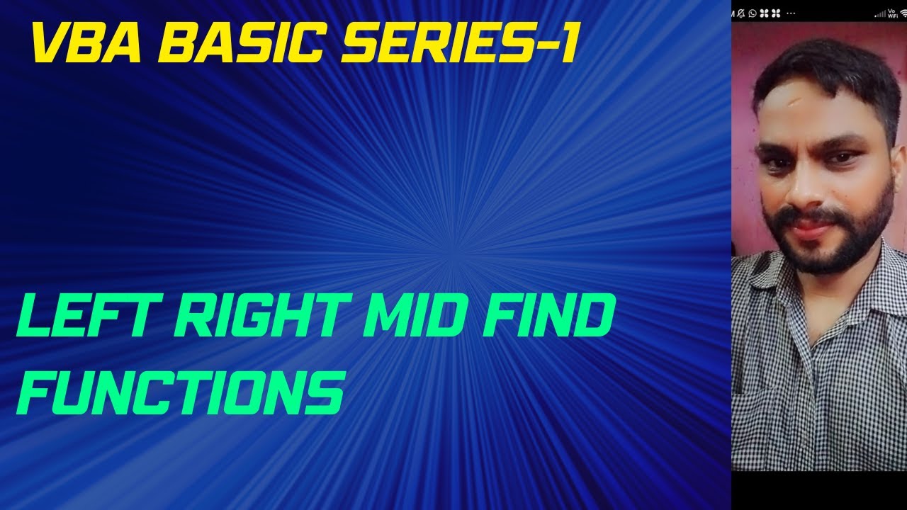 Left Right Mid Find Functions Vba Lesson 33 Worksheetfunction Find Vba Worksheetfunction 8809