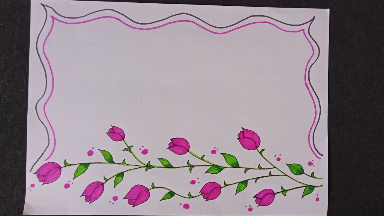 Beautiful front page flower design||easy border design||@Div2969 - YouTube