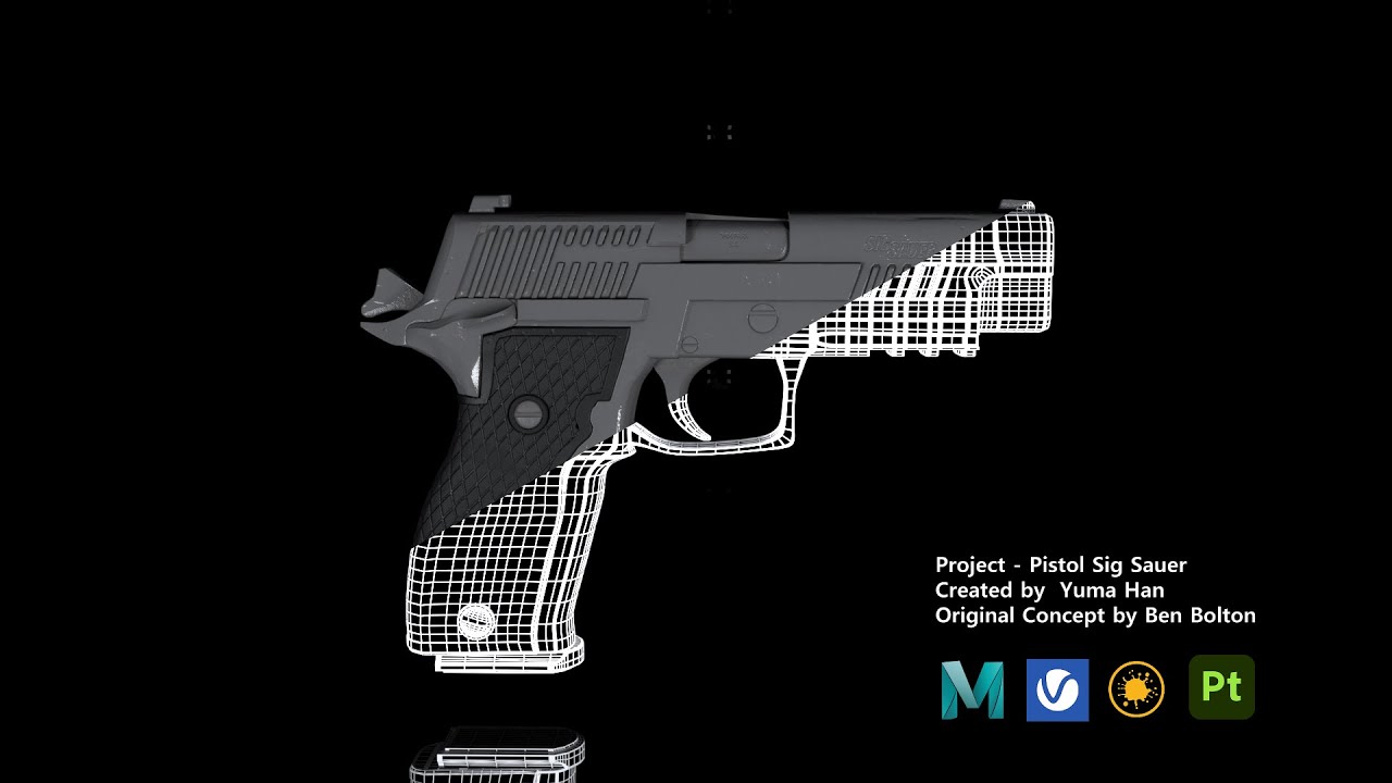 Hard Surface Modeling - Pistol Sig Sauer - YouTube