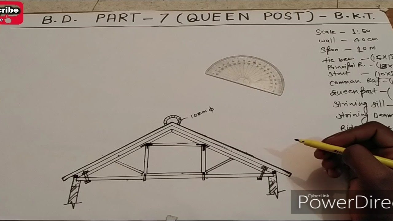 Building Drawing (Part-7, Queen Post) - YouTube